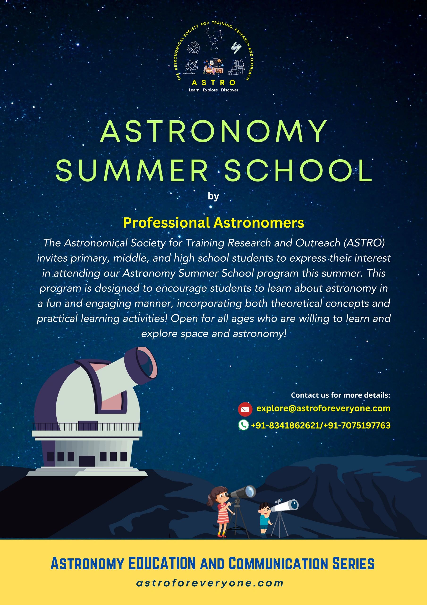 Programs | THE ASTRONOMICAL SOCIETY FOR TRAINING RESEARCH AND OUTREACH